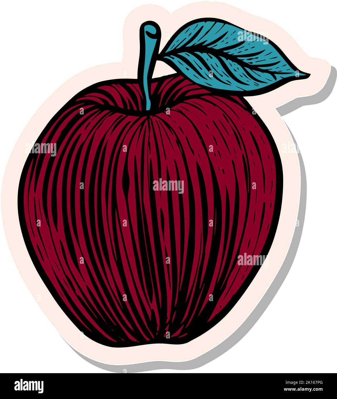 Hand drawn apple icon in sticker style vector illustration Stock Vector ...