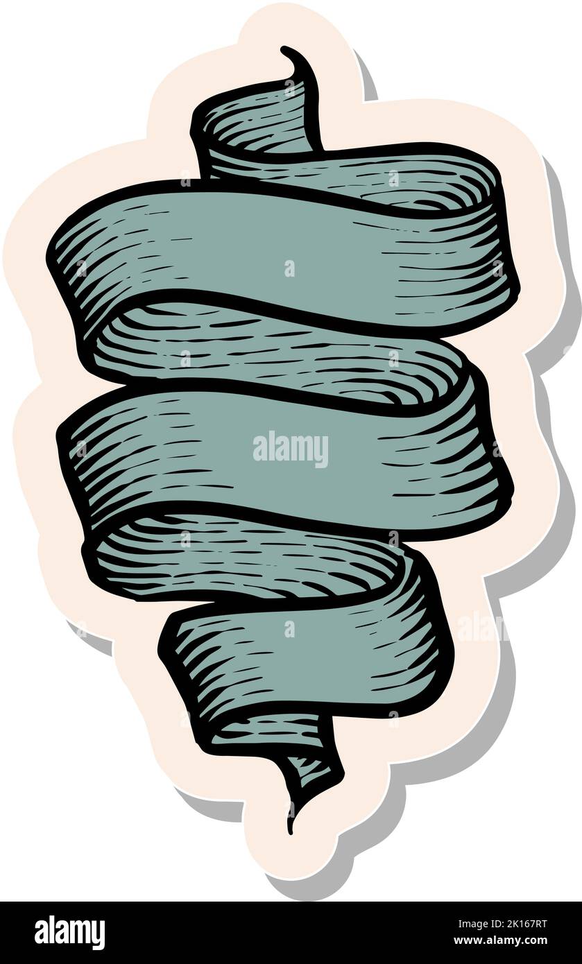 Hand drawn ribbon banners vintage elements in sticker style vector illustration Stock Vector ...