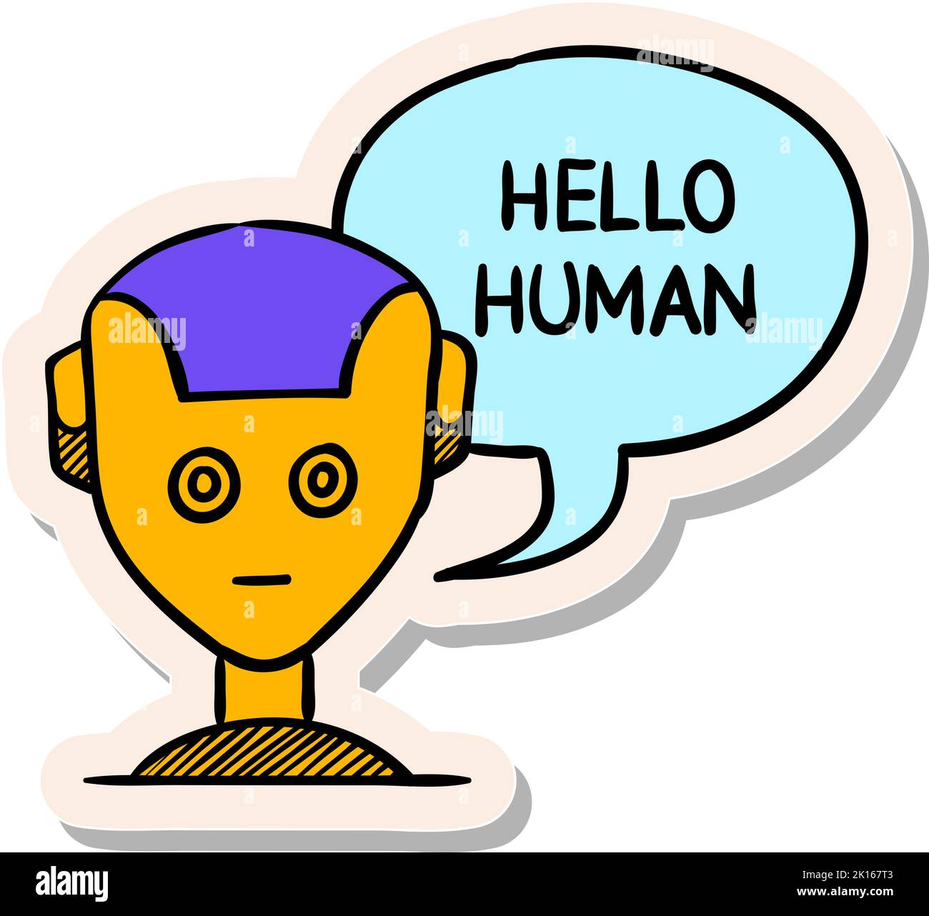 Hand drawn artificial intelligence concept icon in sticker style vector ...