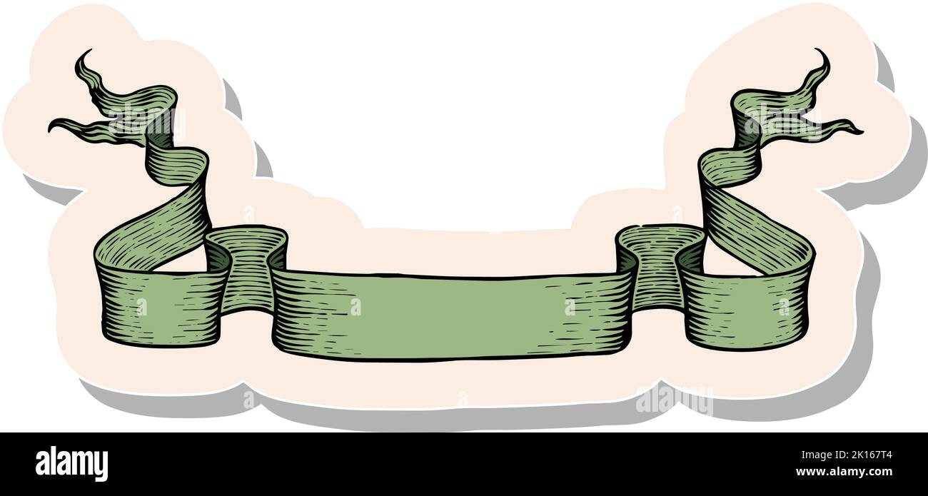 Hand drawn ribbon banners vintage elements in sticker style vector illustration Stock Vector ...
