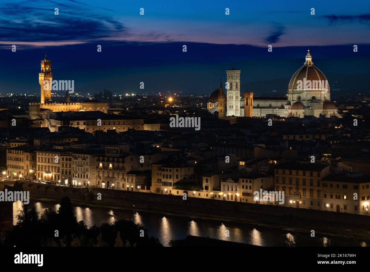 Florence skyline sunset w/ Brunelleschi dome night Santa Maria del ...