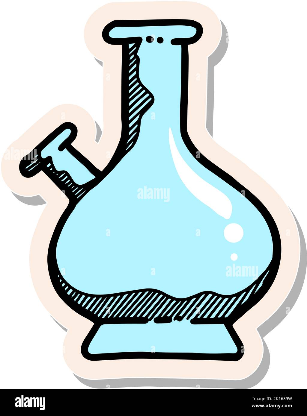 Hand drawn drug bong icon in sticker style vector illustration Stock ...