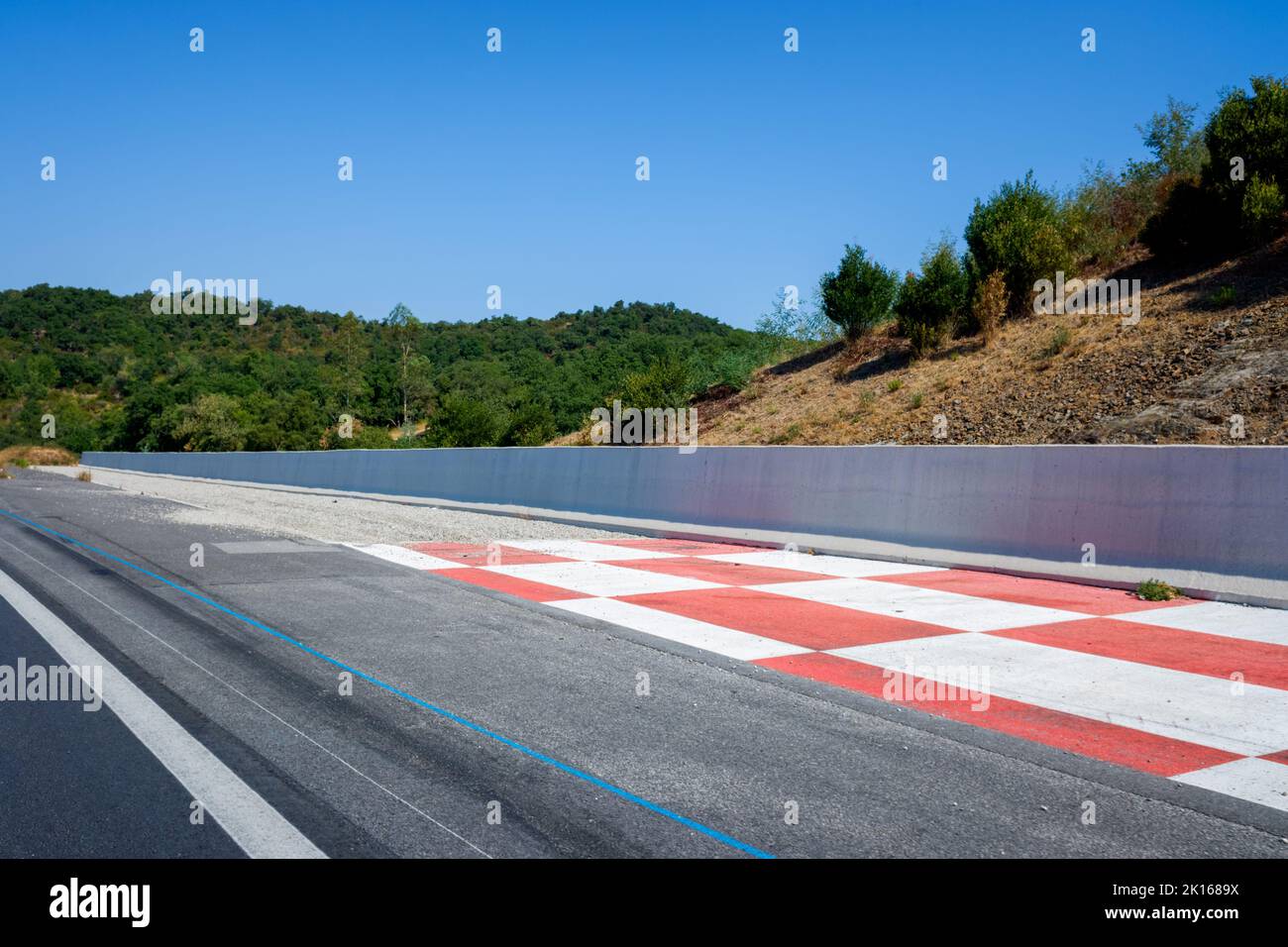 Emergency braking area for vehicles on a highway descent, with gravel ...