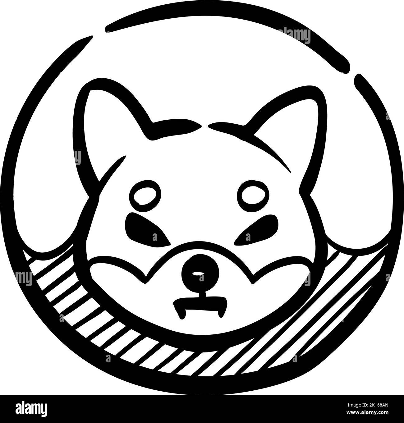 hand drawn vector illustration of Shiba Inu cryptocurrency symbol Stock ...