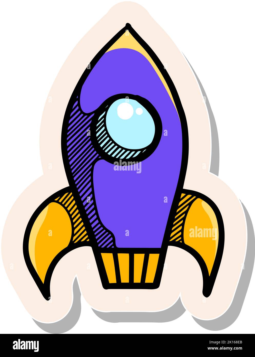 Hand drawn rocket icon in sticker style vector illustration Stock ...