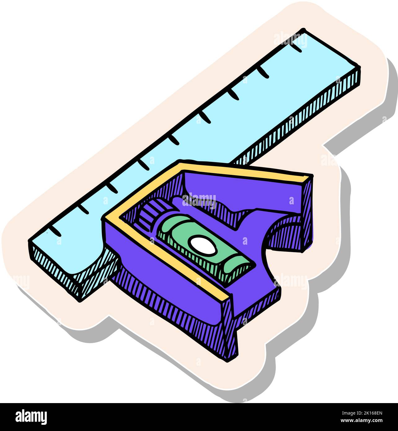 Hand drawn ruler icon in sticker style vector illustration Stock Vector ...