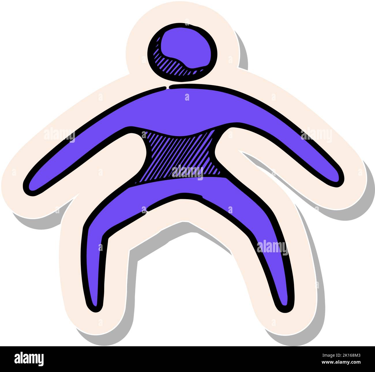 Hand drawn football player icon in sticker style vector illustration ...