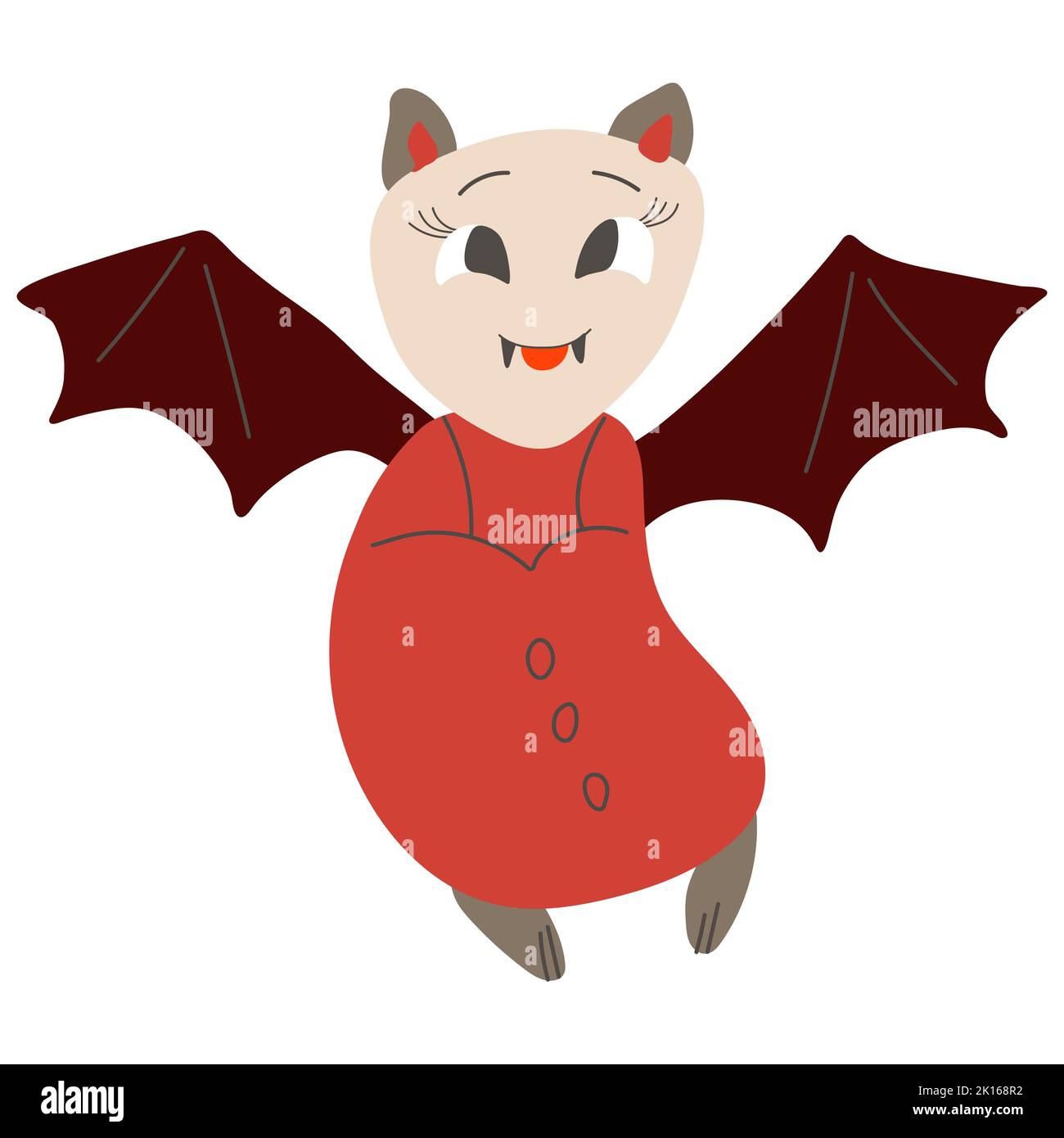 Cute cartoon doodle bat for Halloween holiday. Single design graphic ...