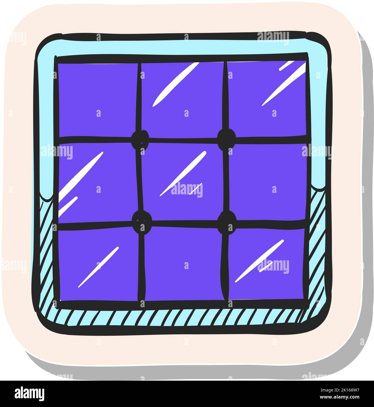 Hand drawn Solar cells panel icon in sticker style vector illustration ...