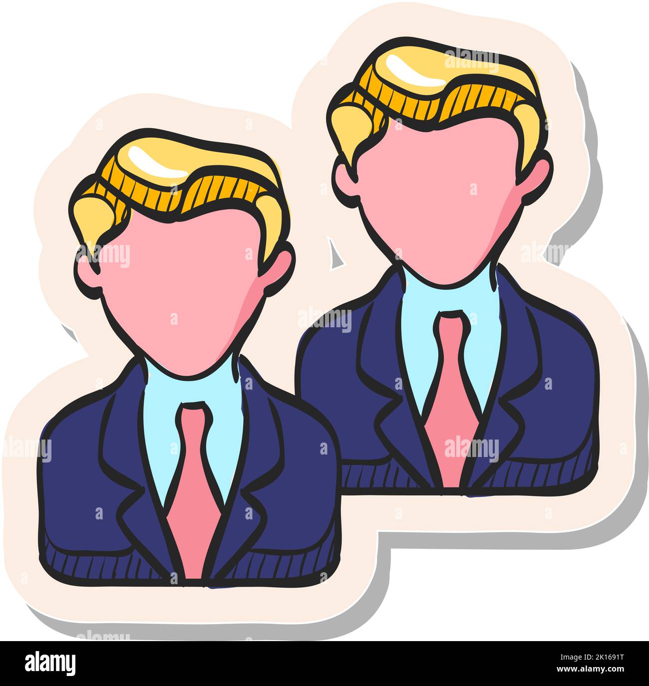 Hand drawn Businessman icon in sticker style vector illustration Stock ...