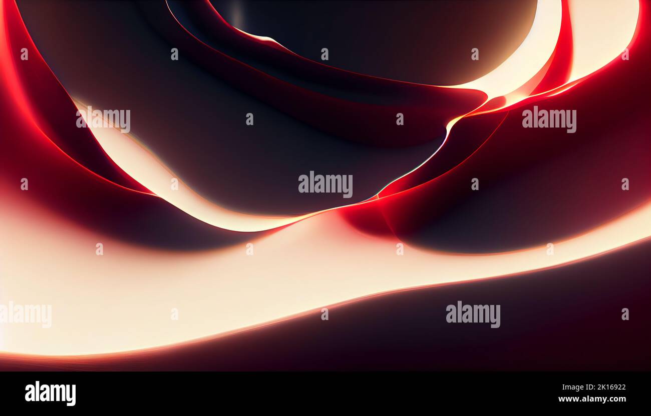 Abstract crimson and white waves background. Subtle gradient, flow liquid lines. Cinema 4d ...
