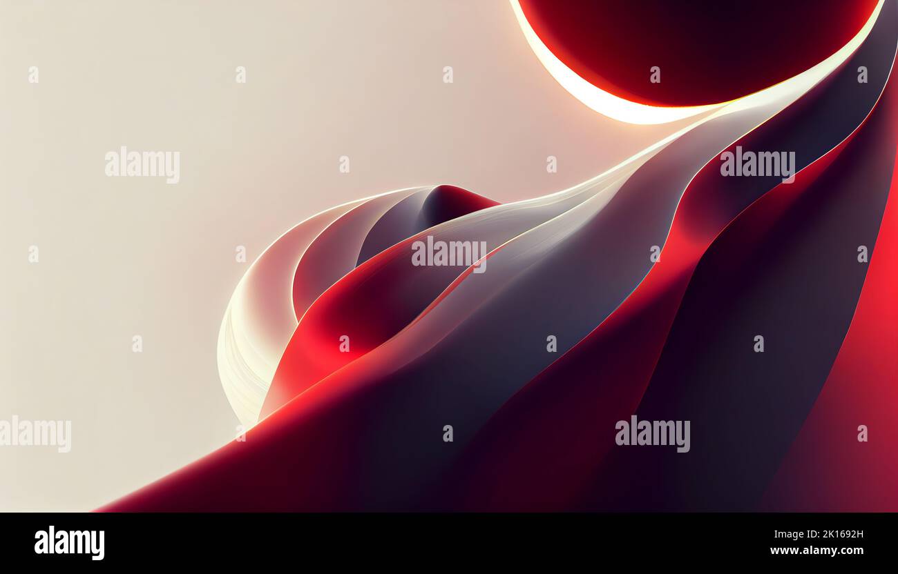 Abstract crimson and white waves background. Subtle gradient, flow liquid lines. Cinema 4d ...