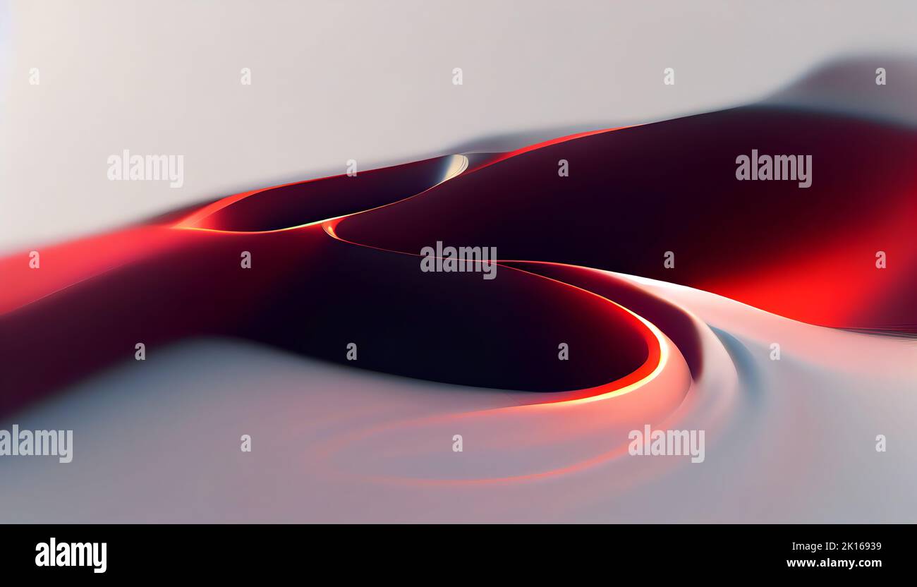 Abstract crimson and white waves background. Subtle gradient, flow liquid lines. Cinema 4d ...