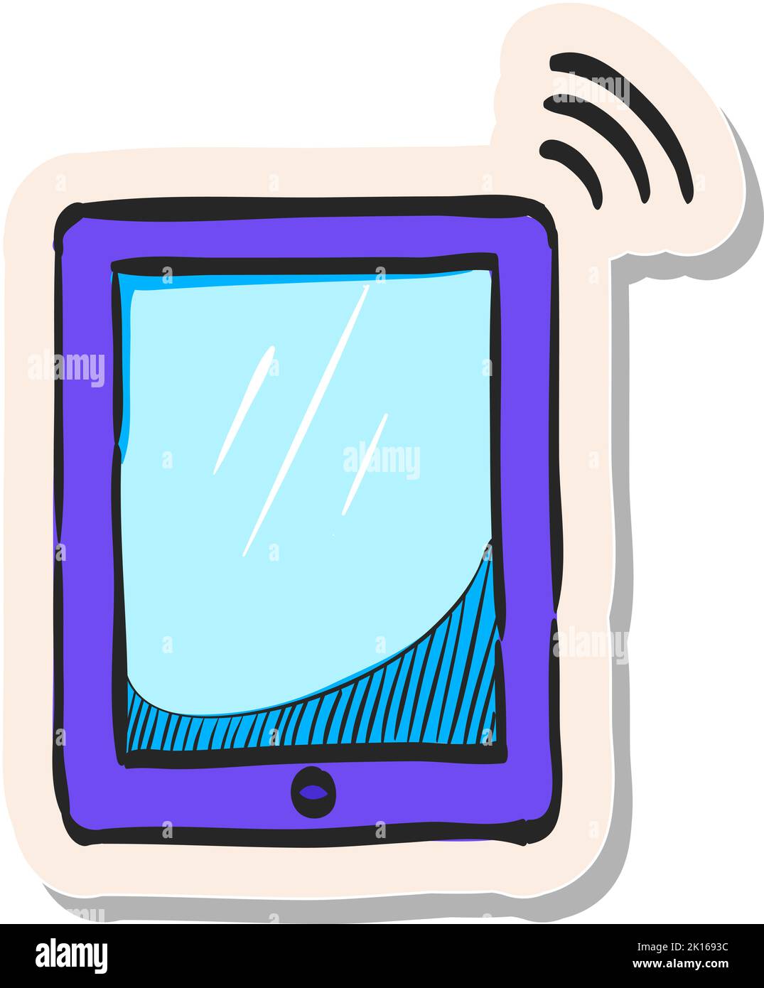 Hand drawn Tablet icon in sticker style vector illustration Stock ...