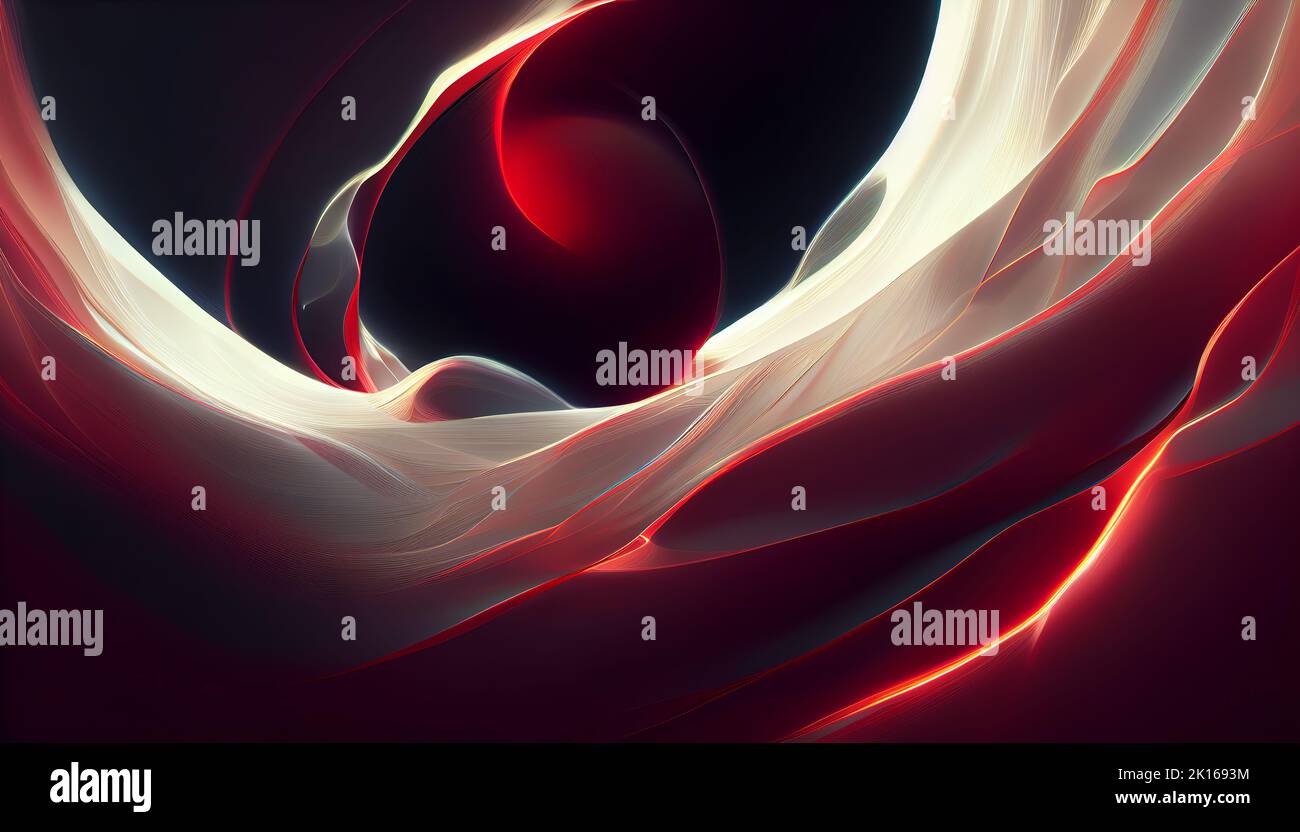 Abstract crimson and white waves background. Subtle gradient, flow liquid lines. Cinema 4d ...