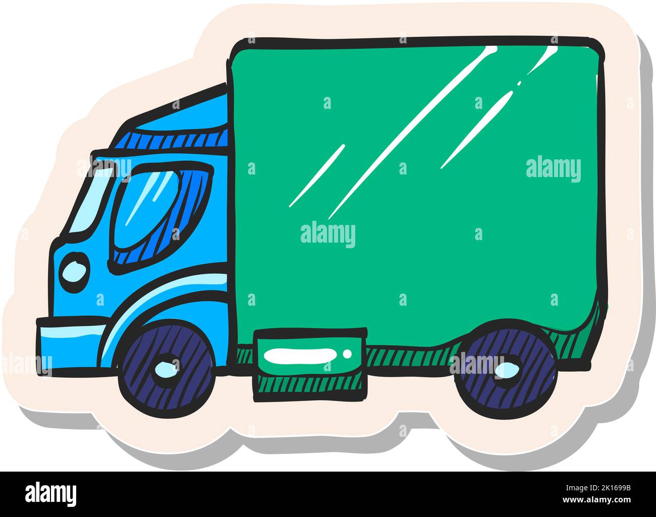 Hand drawn Truck icon in sticker style vector illustration Stock Vector ...