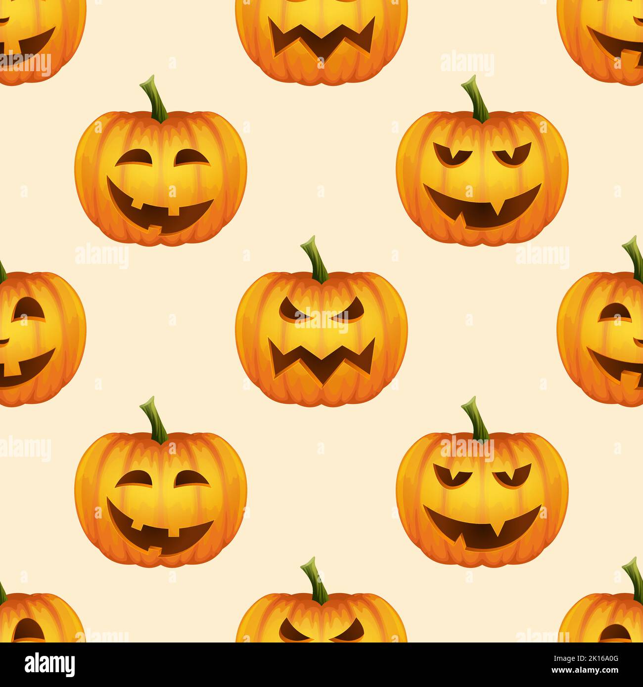 Vector Halloween Seamless Pattern with Funny Pumpkins. Cute Jack-o ...
