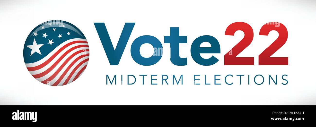 2022 Midterm Elections Design with Red White Blue Vote Icon Stock ...