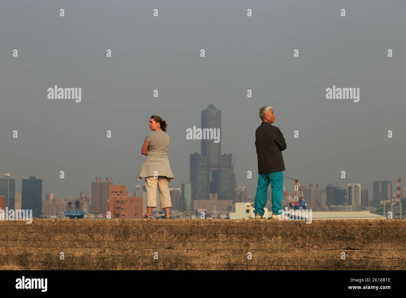 View of Kaohsiung's tallest building 85 Sky Tower from Cihou Fort Stock ...