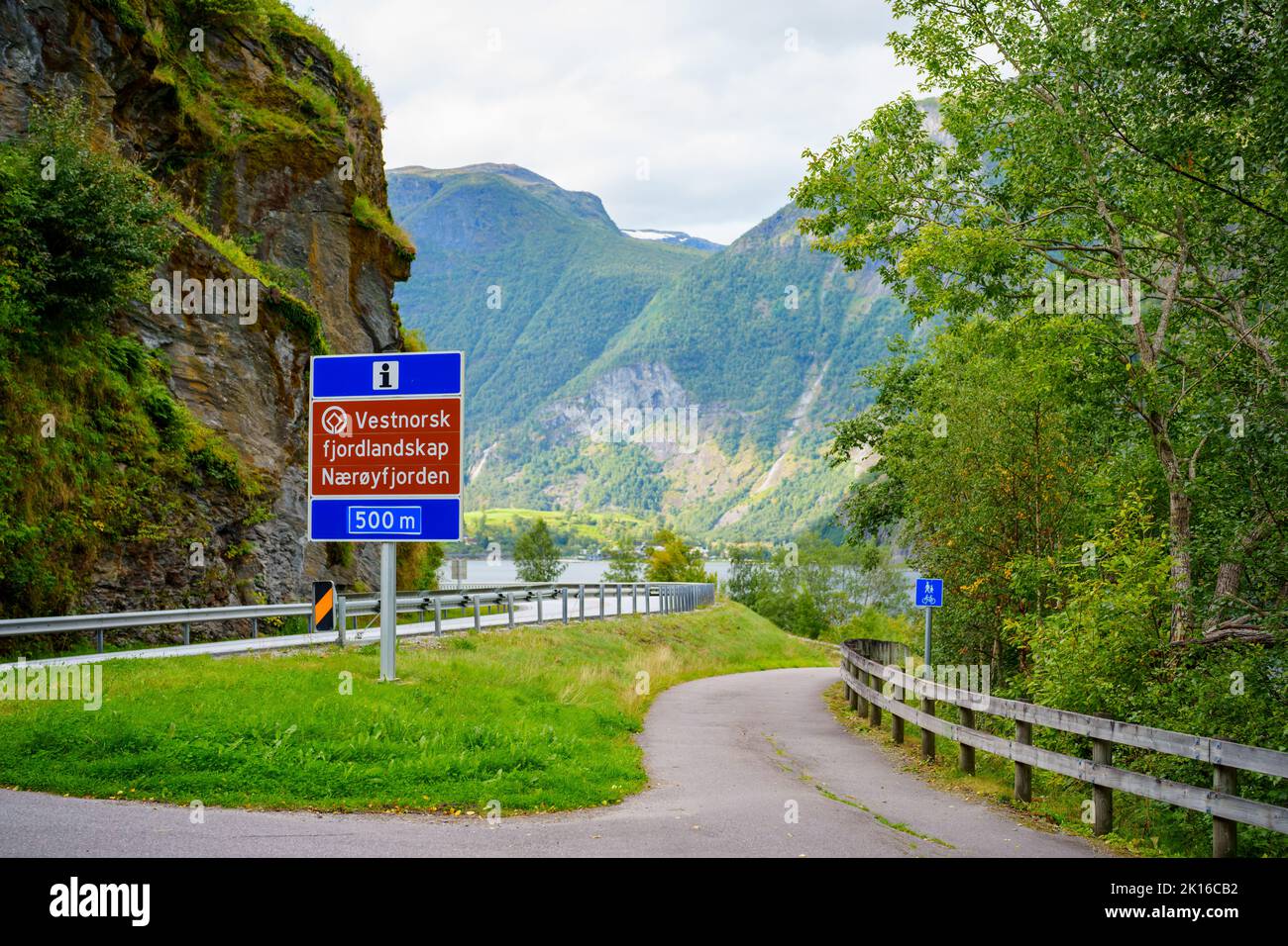 Highway signs in Norway Fjords Stock Photo - Alamy