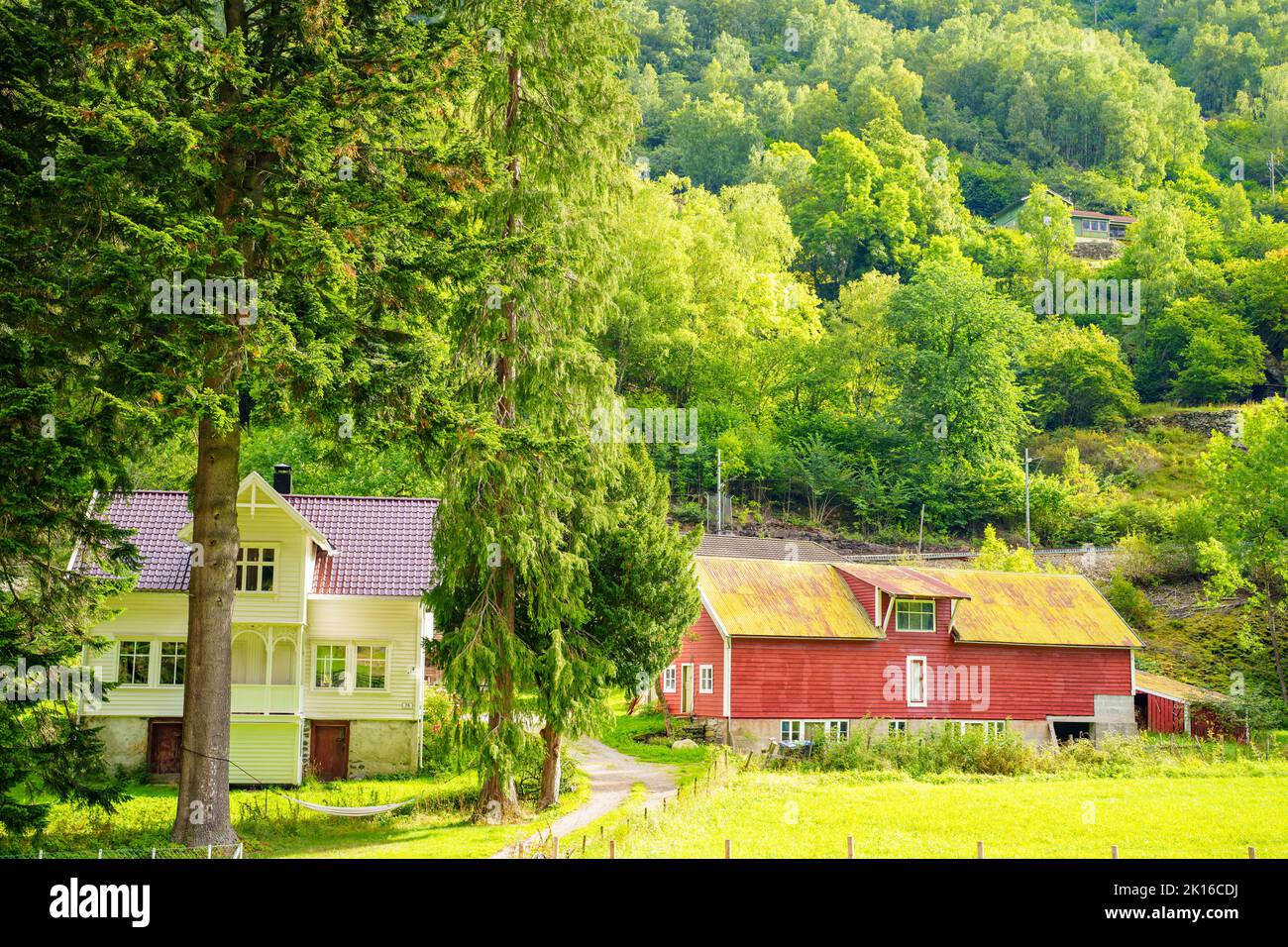 Norwegian farm homes Stock Photo - Alamy