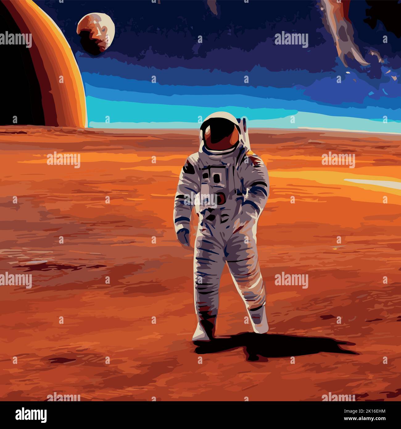 Jumping Astronaut In Outer Space