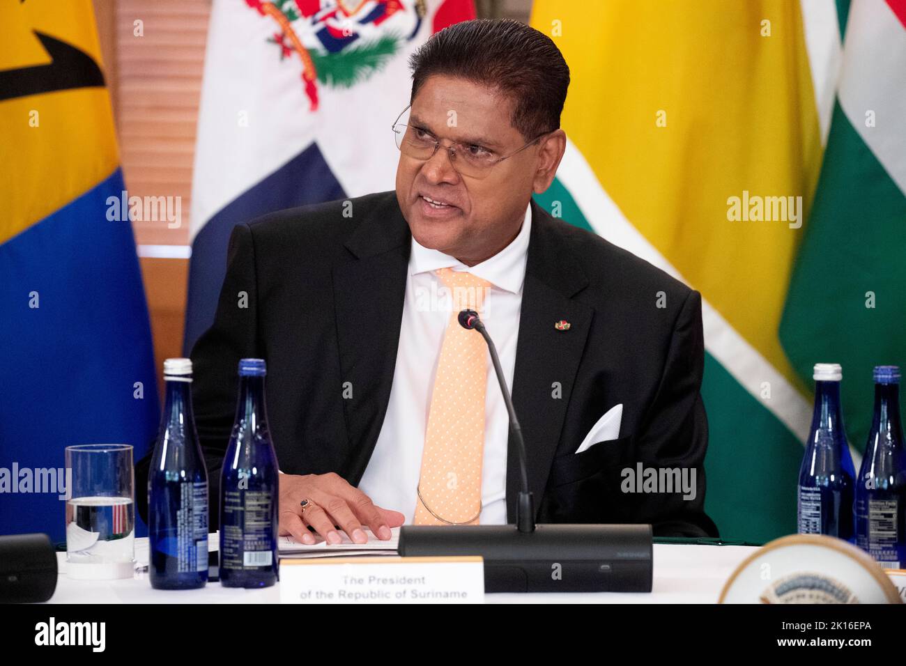 Washington DC, USA. 15th Sep, 2022. President of Suriname Chan Santokhi ...