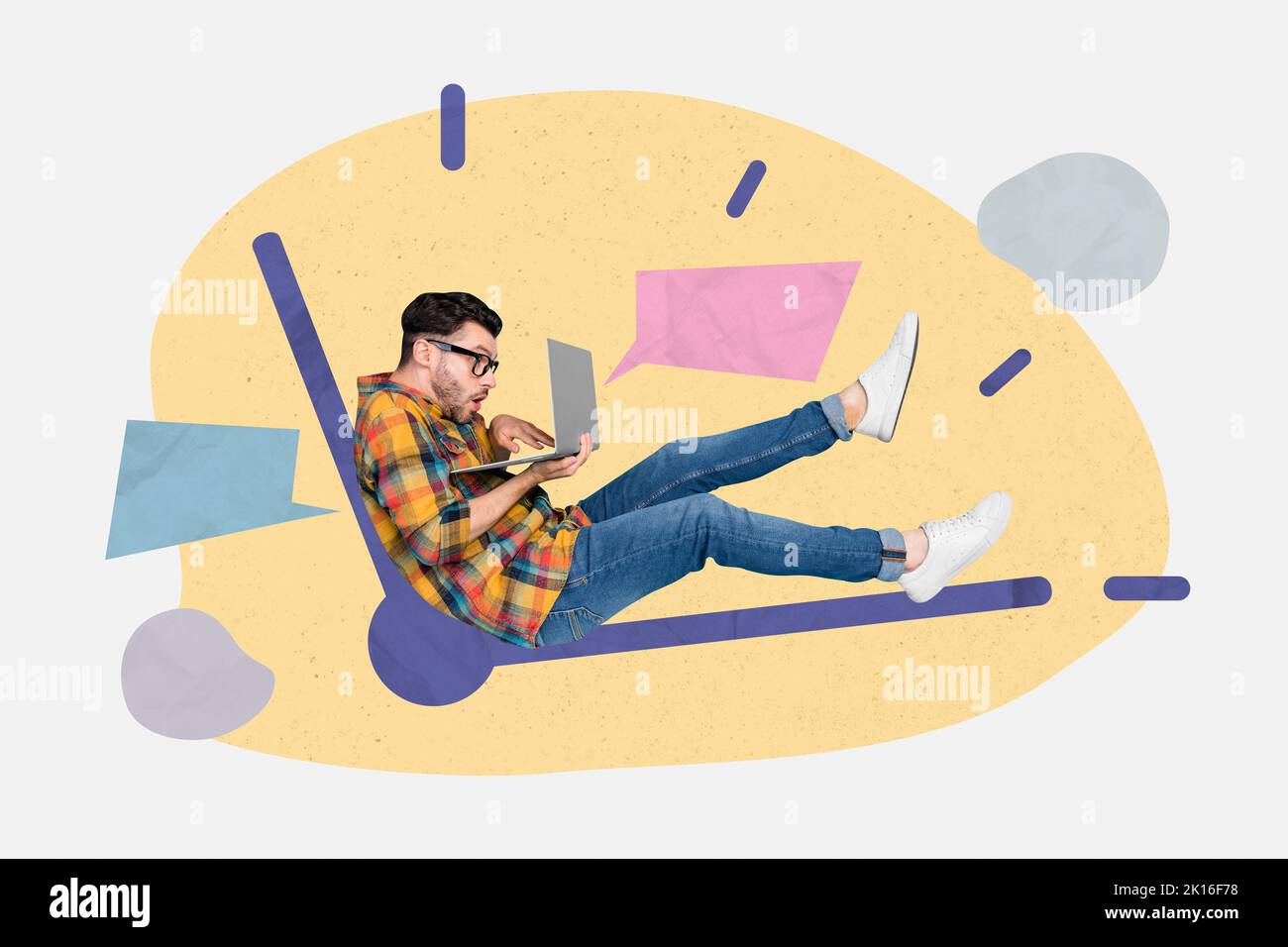 Creative abstract template collage of nervous worker freelancer ...