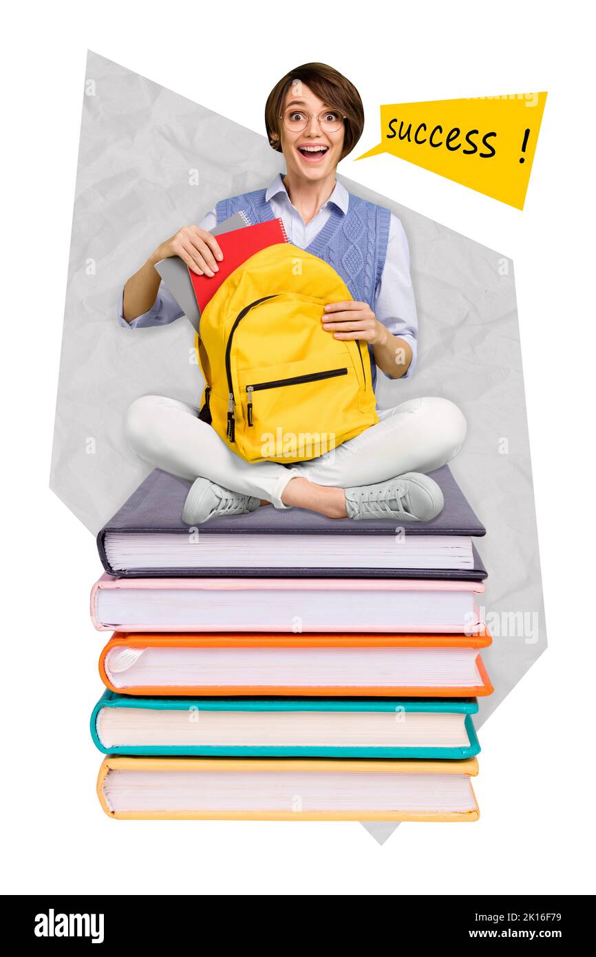 Creative drawing collage picture of excited excellent student young ...