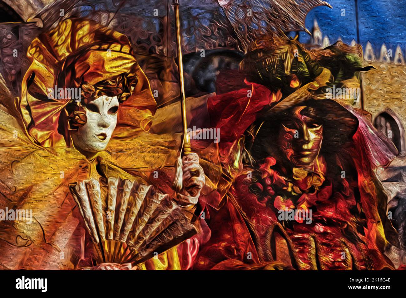 Carnival revelers wearing colorful costumes with masks at the Carnival ...