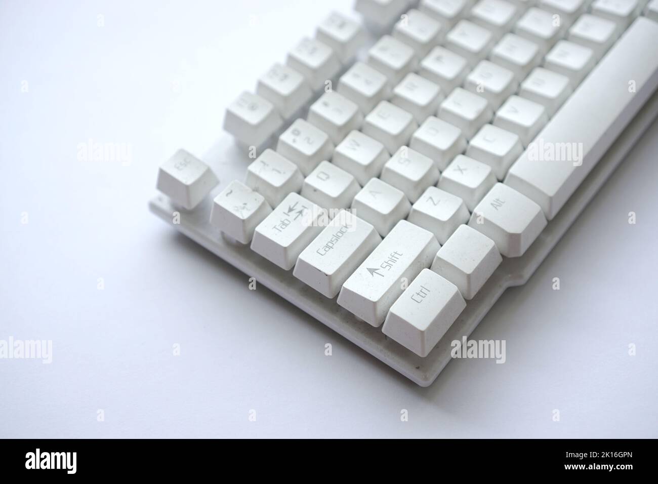 Used white computer keyboard that is not used until it gets dusty ...