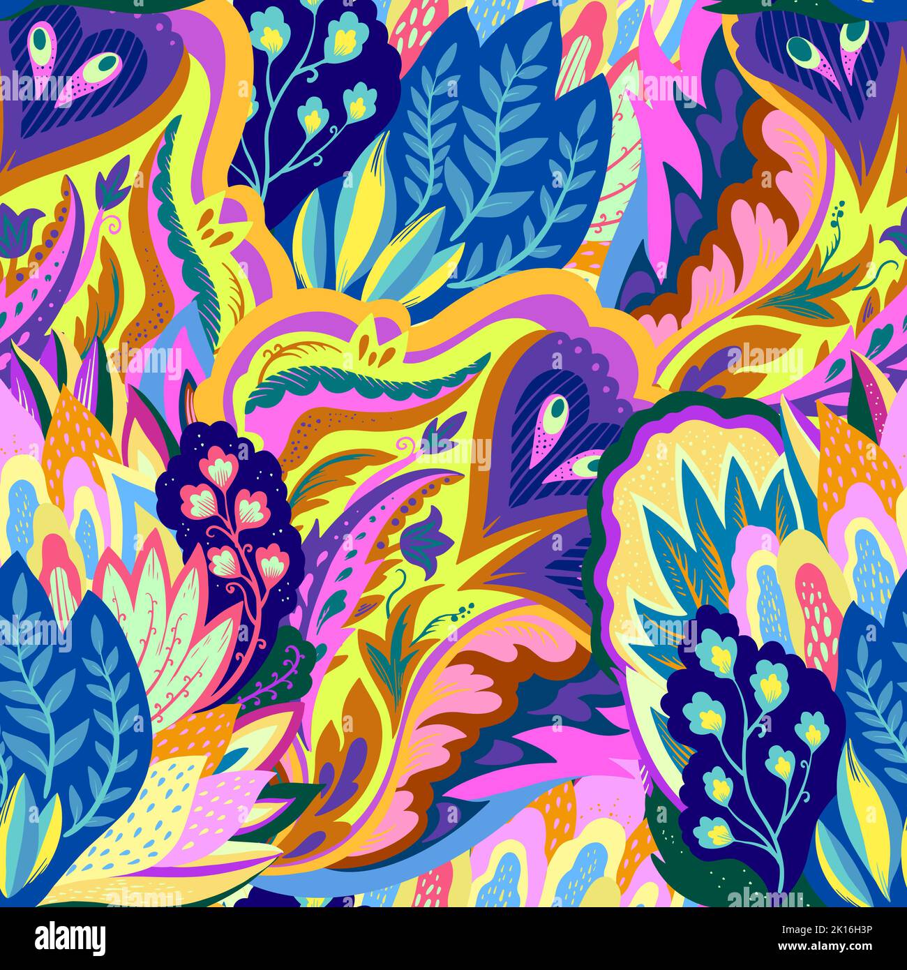Colorful seamless pattern with crazy psychedelic organic abstract ...