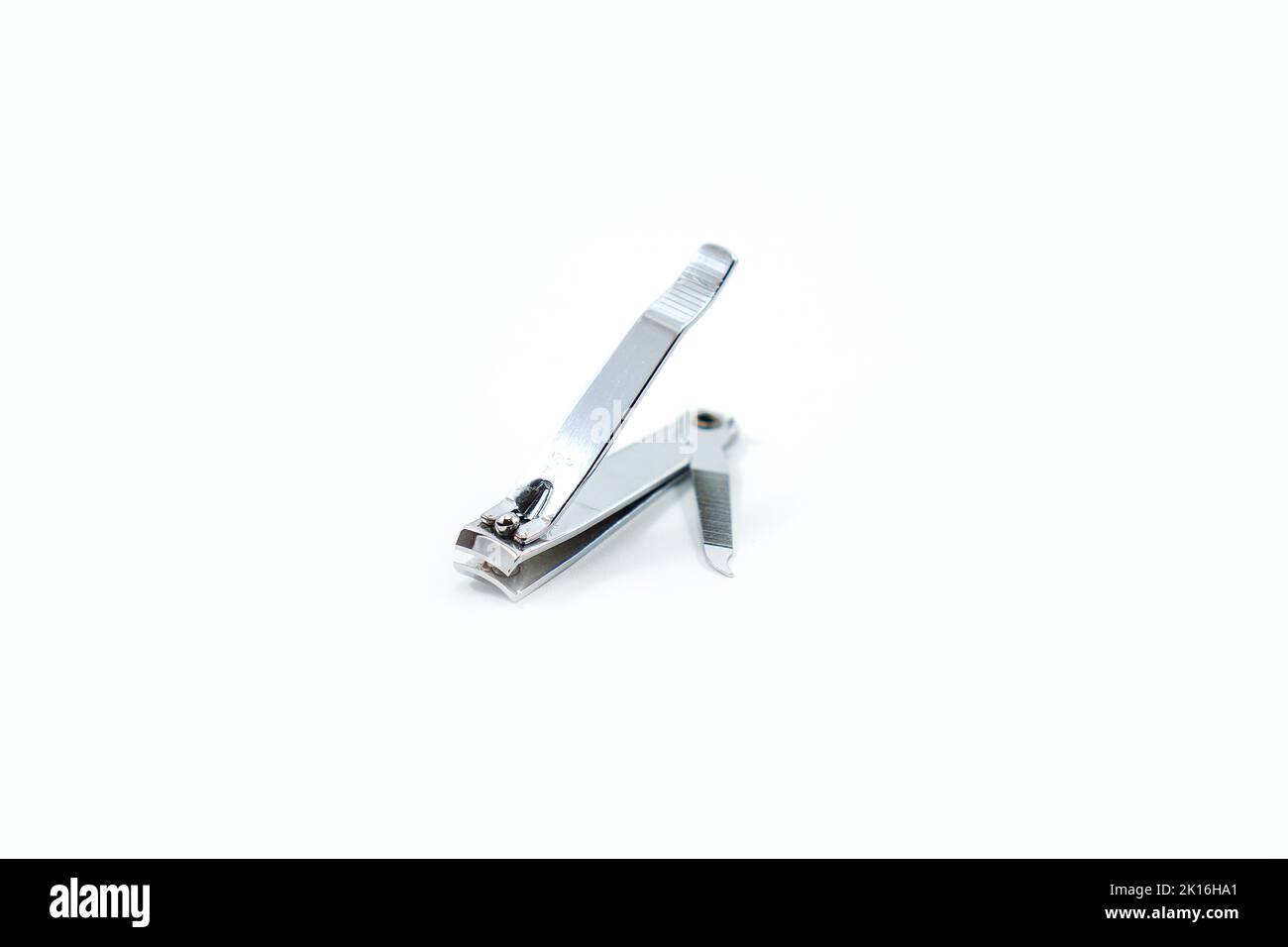 used nail clipping stainless steel isolated on a white background Stock ...