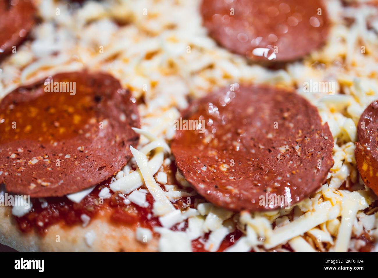 homemade plant-based pizza with dairy-free cheese and vegan pepperoni ...