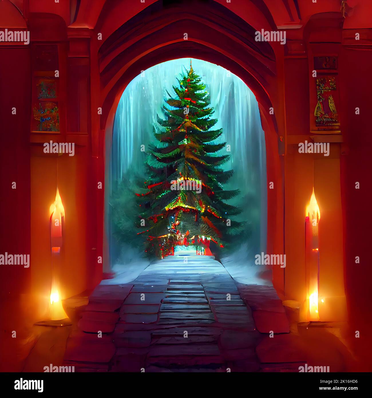 The huge gateway to Santa's Grotto at the North Pole Stock Photo - Alamy