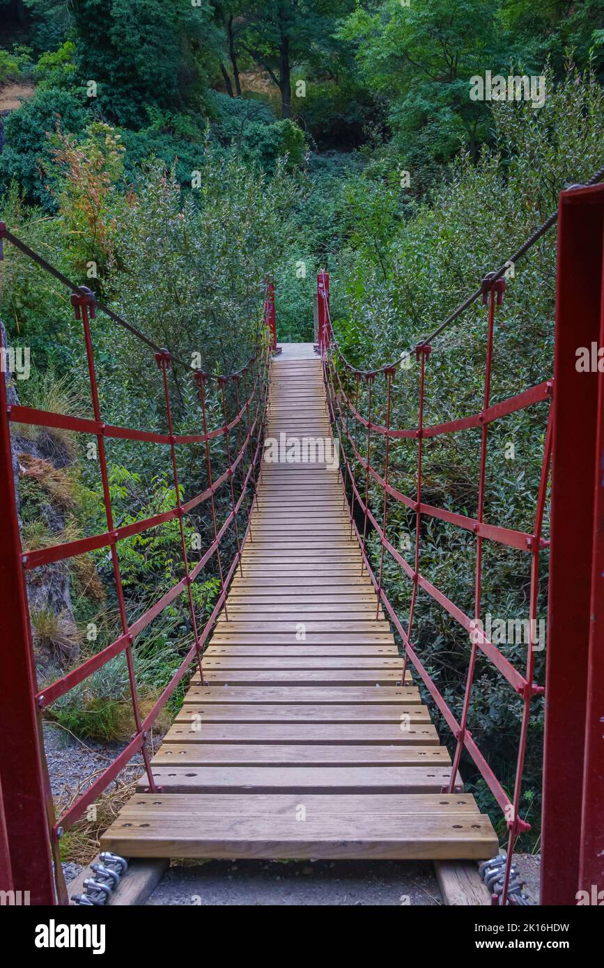 Suspension bridge on the Monachil cahorros route. Grenade. Spain Stock ...