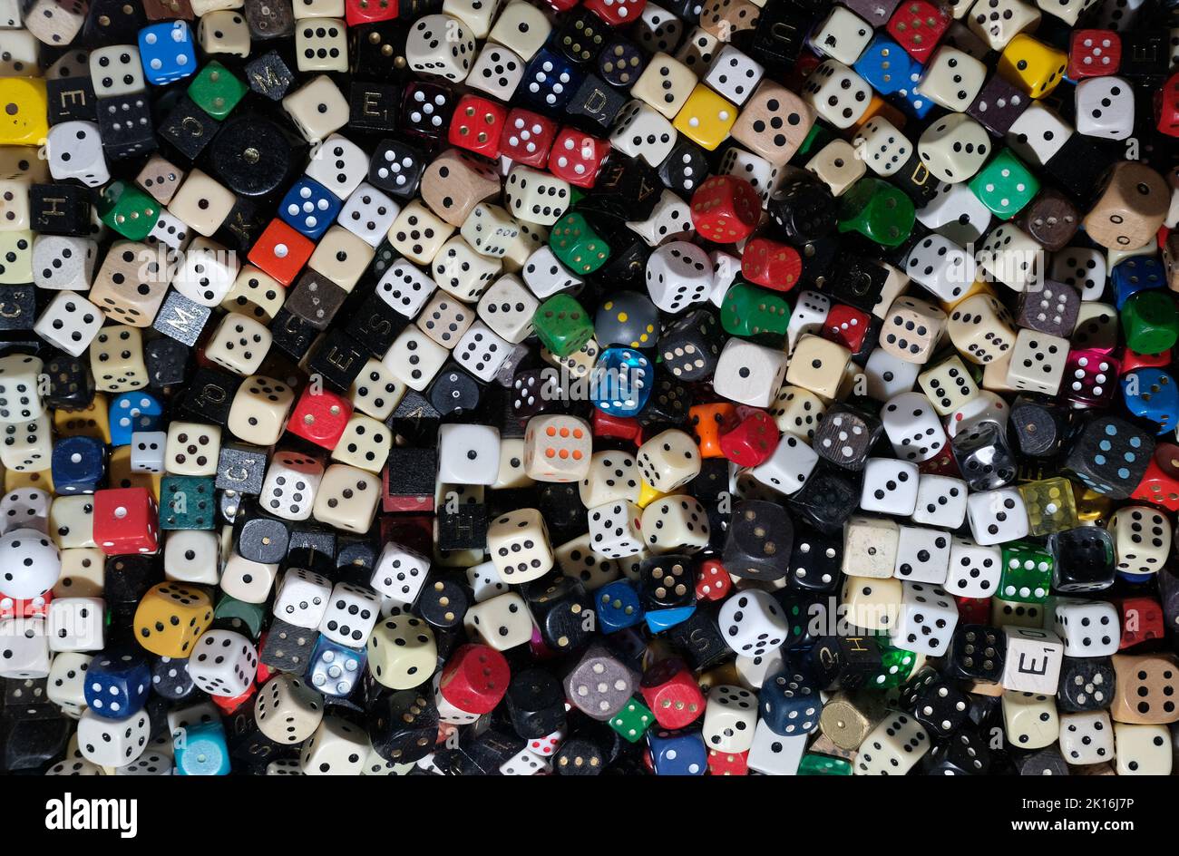 Leipzig, Germany. 15th Sep, 2022. Dice lie in a box in the ...