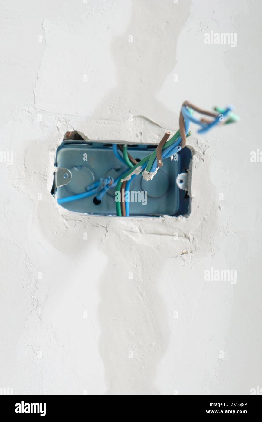 Electrical Wiring under plaster, hidden installation cables for socket ...