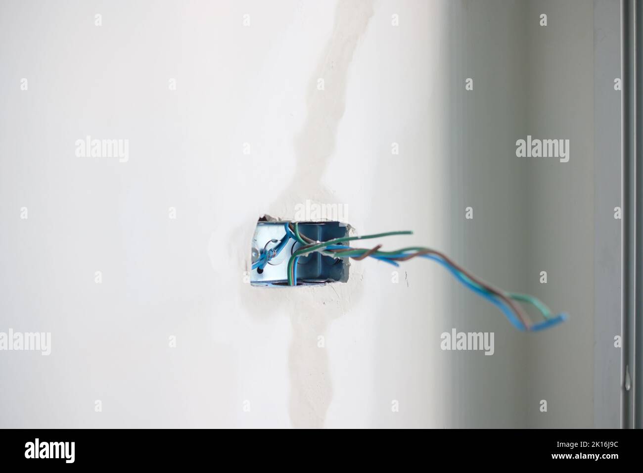 Electrical Wiring under plaster, hidden installation cables for socket ...