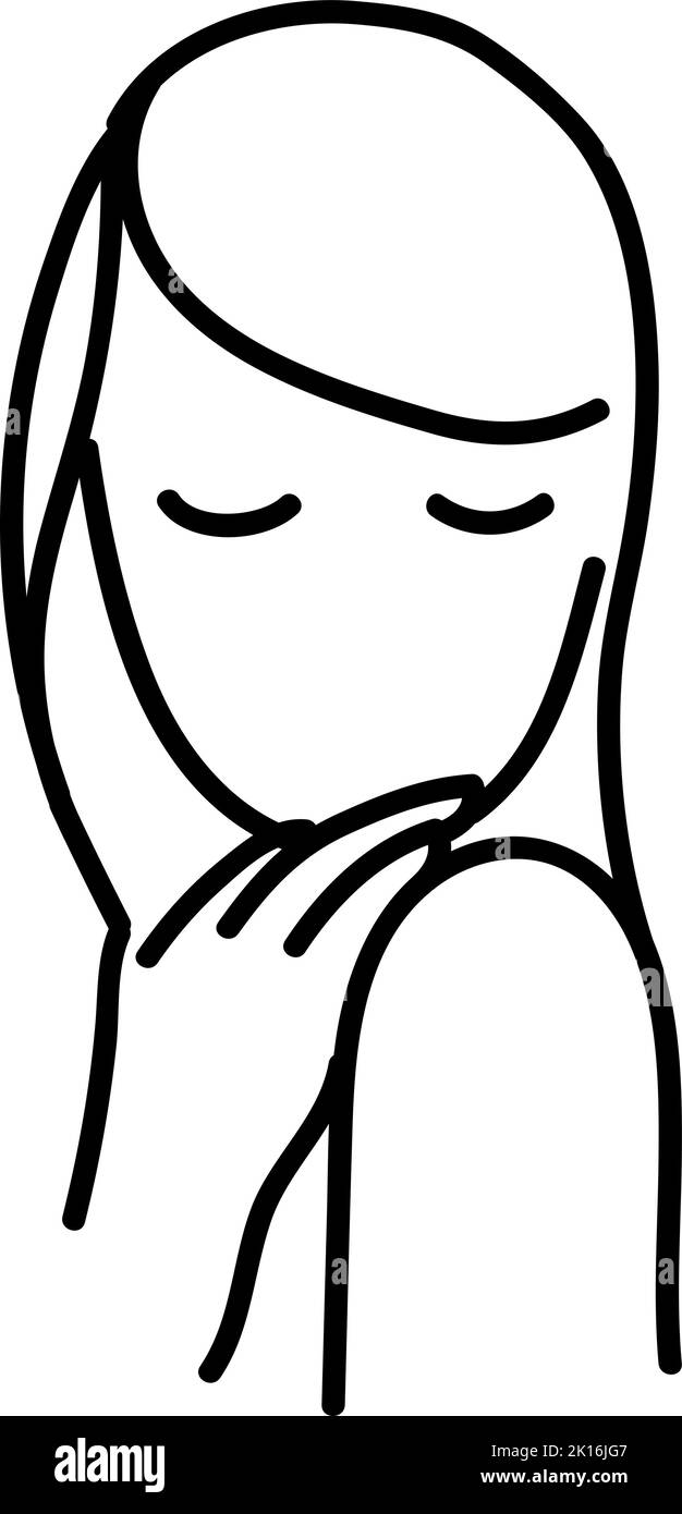 Female Beauty Model Posing Icon Hand Drawn Vector Illustration Editable Line Stroke Stock