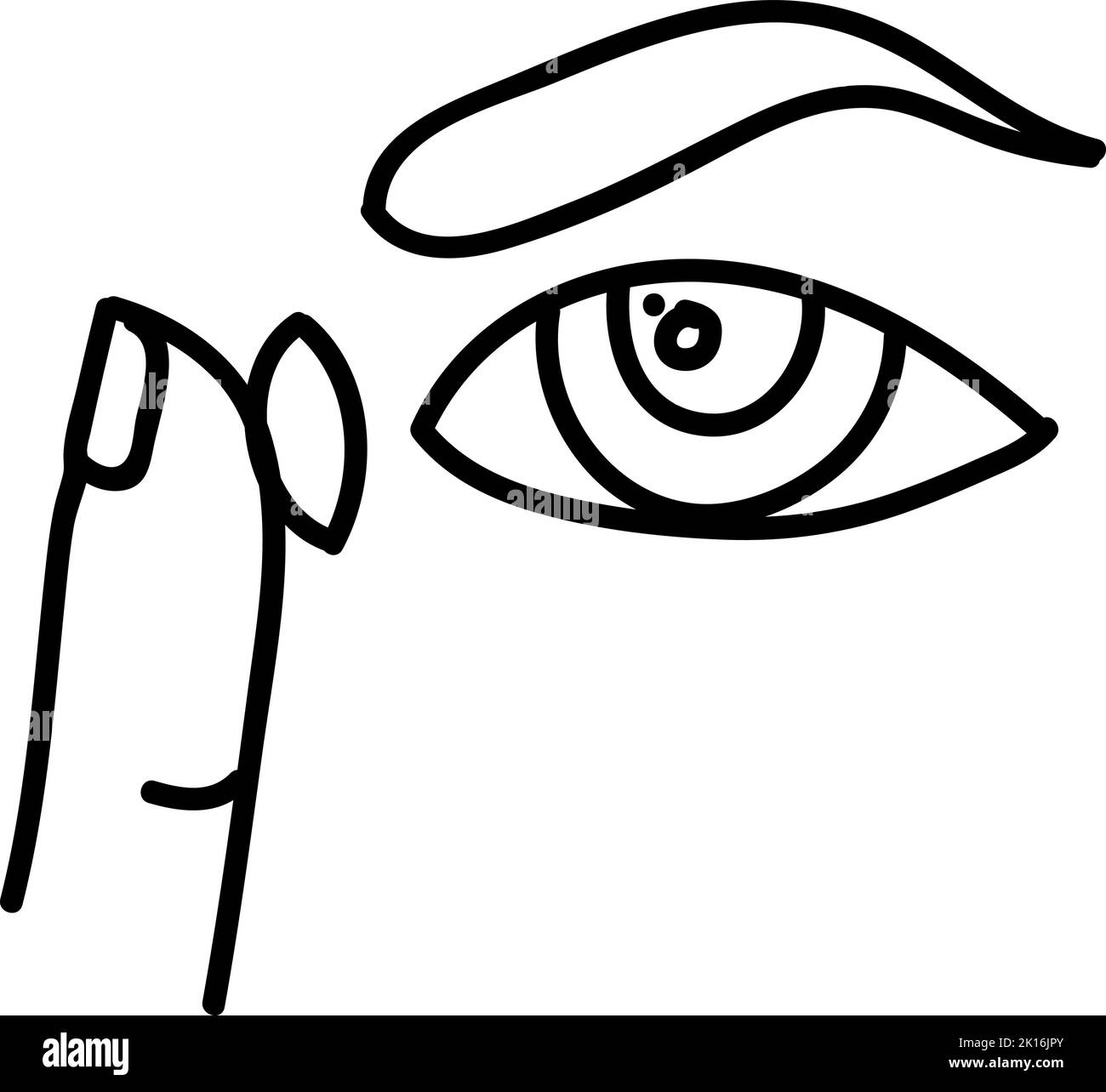 Contact lens application icon. Hand drawn vector illustration. Editable ...