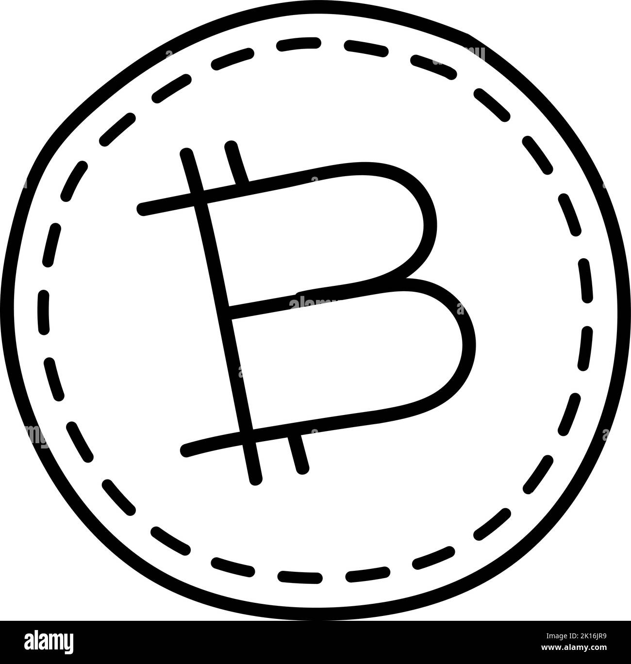 Bitcoin cryptocurerency icon. Hand drawn vector illustration. Editable ...