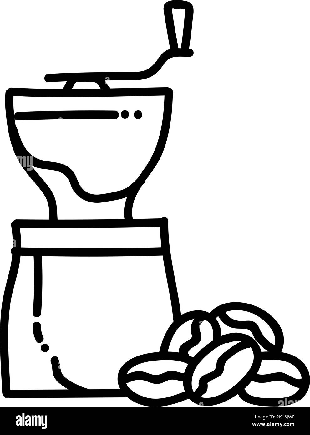 Coffee grinder tool icon. Hand drawn vector illustration. Editable line ...