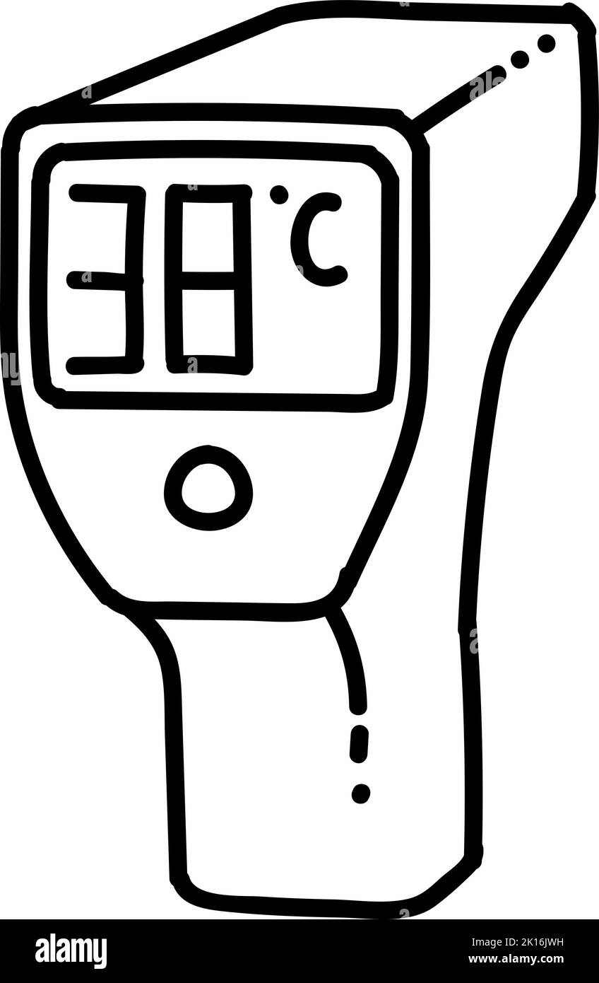 Digital thermo gun icon. Body temperature checking instrument. Hand ...