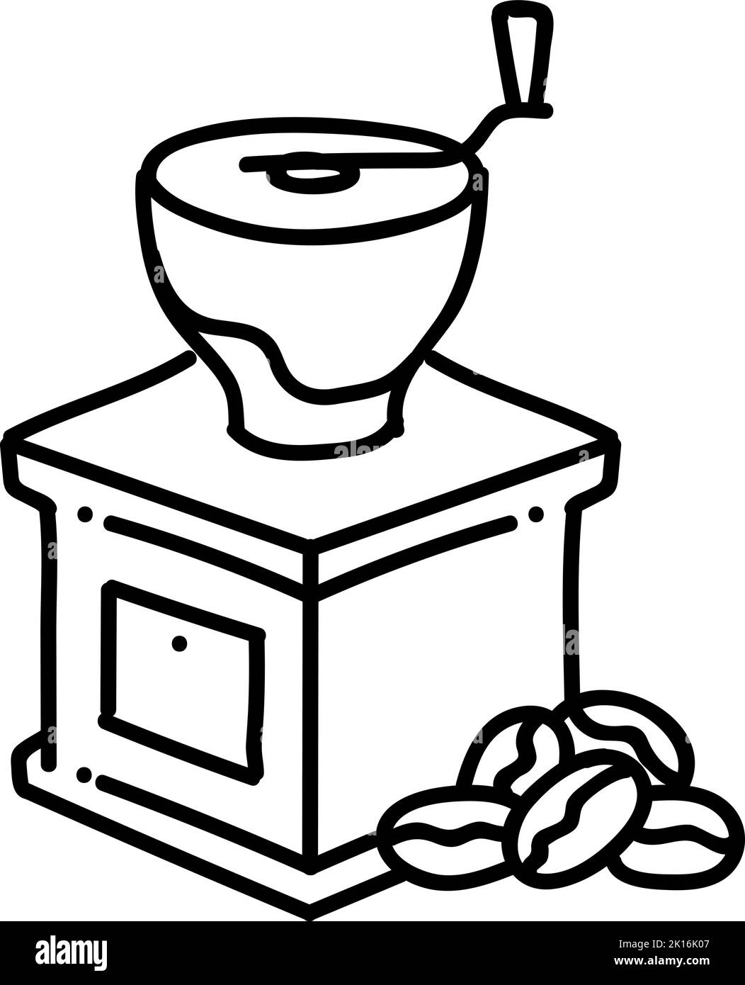 Coffee grinder tool icon. Hand drawn vector illustration. Editable line ...