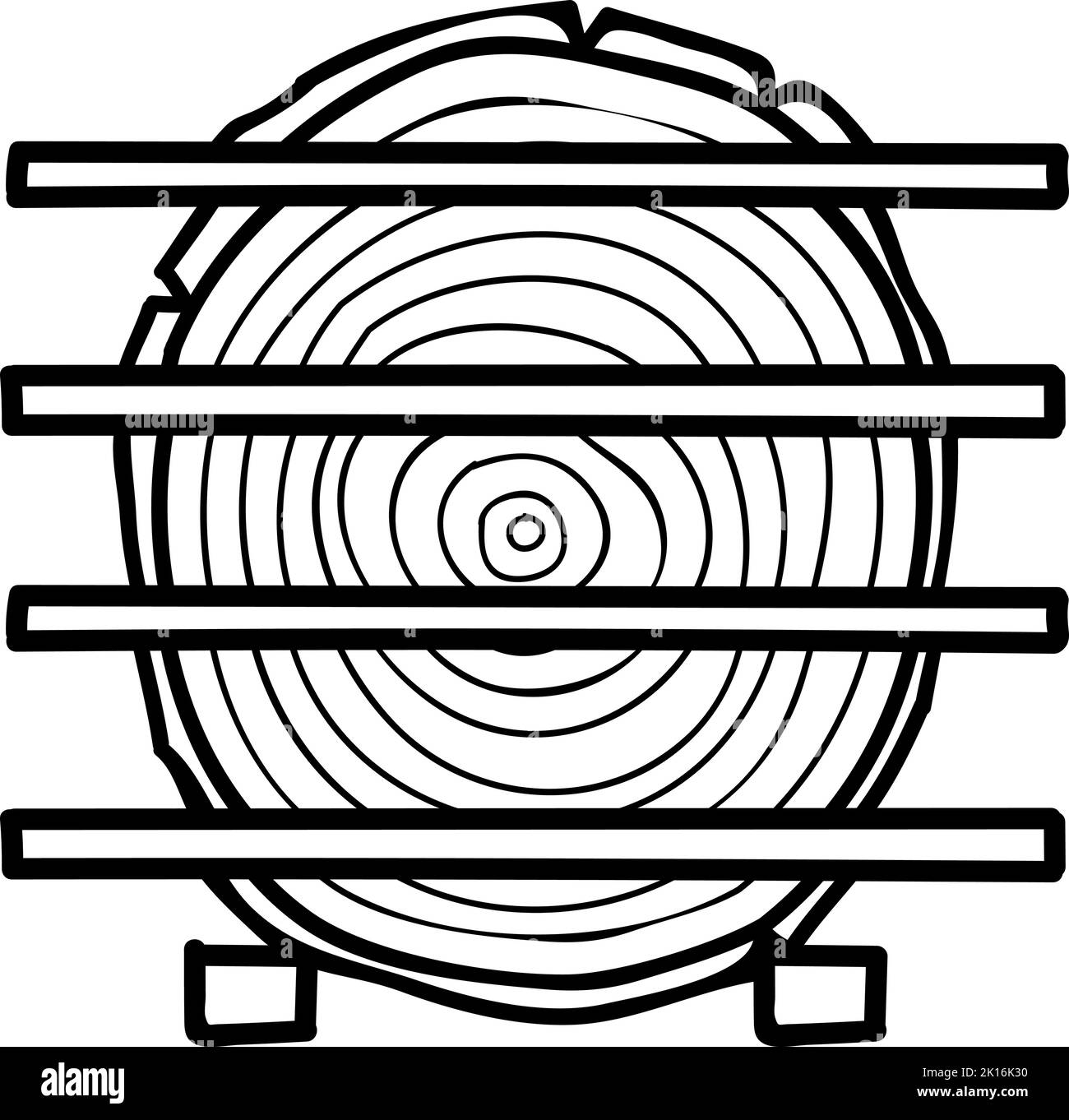 Wood milling cut stacked icon. Hand drawn vector illustration. Editable ...