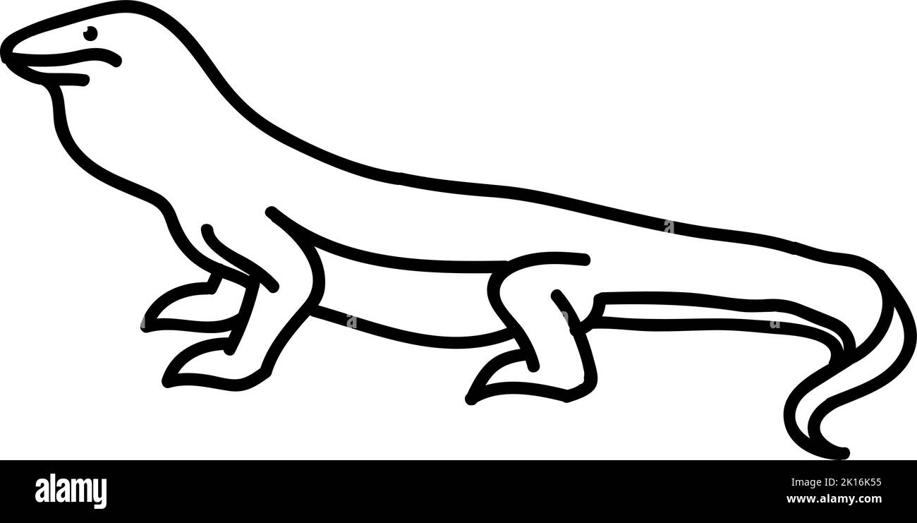 Komodo dragon animal reptile icon. Hand drawn vector illustration ...