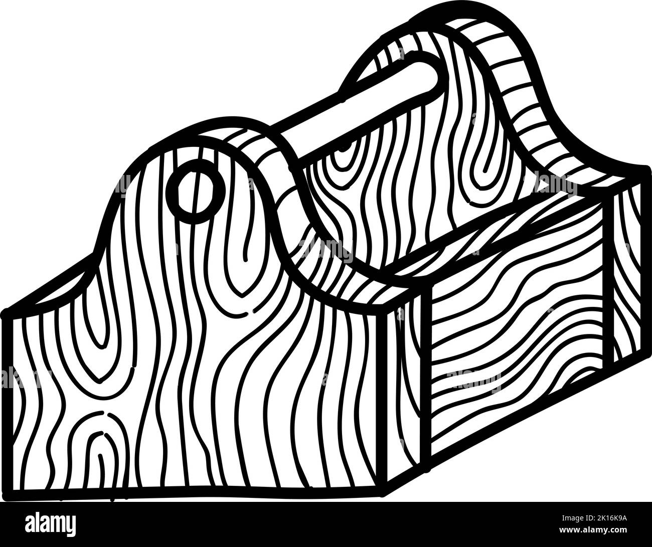 Wooden vintage tool box icon. Hand drawn vector illustration. Editable ...