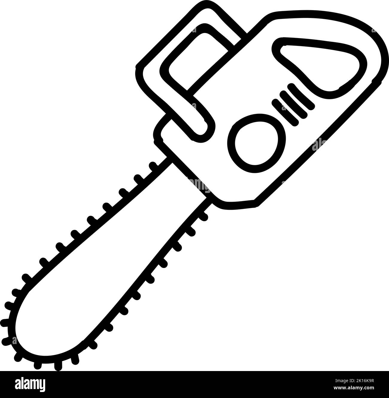 Chain saw icon. Hand drawn vector illustration. Editable line stroke ...