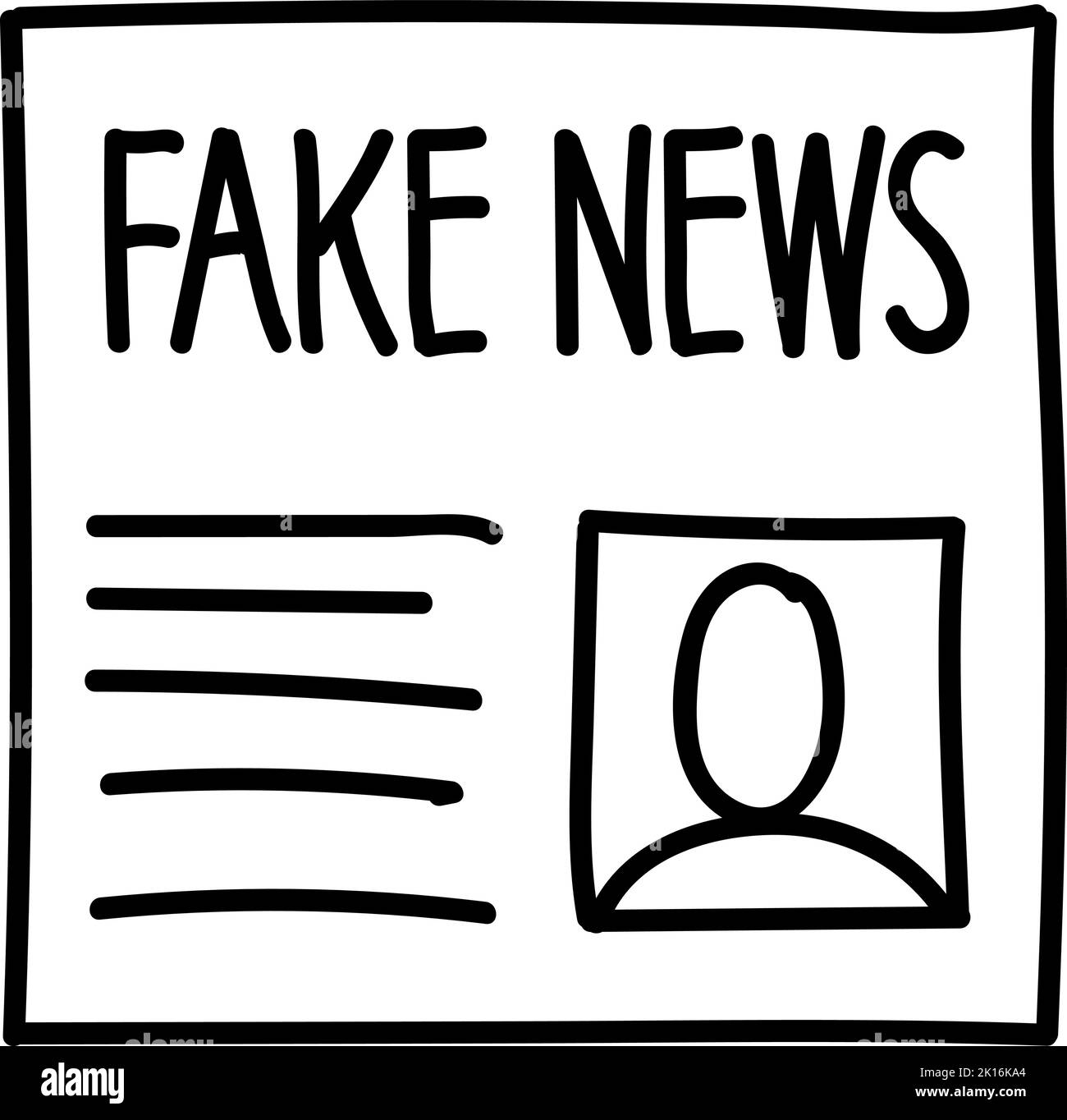 Fake news Newspaper icon. Hand drawn vector illustration. Editable line ...